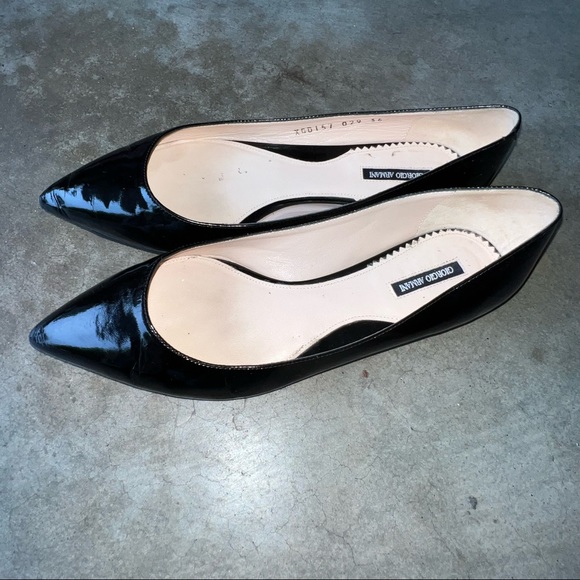 Giorgio Armani | Shoes | Giorgio Armani Black Patent Pointy Toe Flat ...